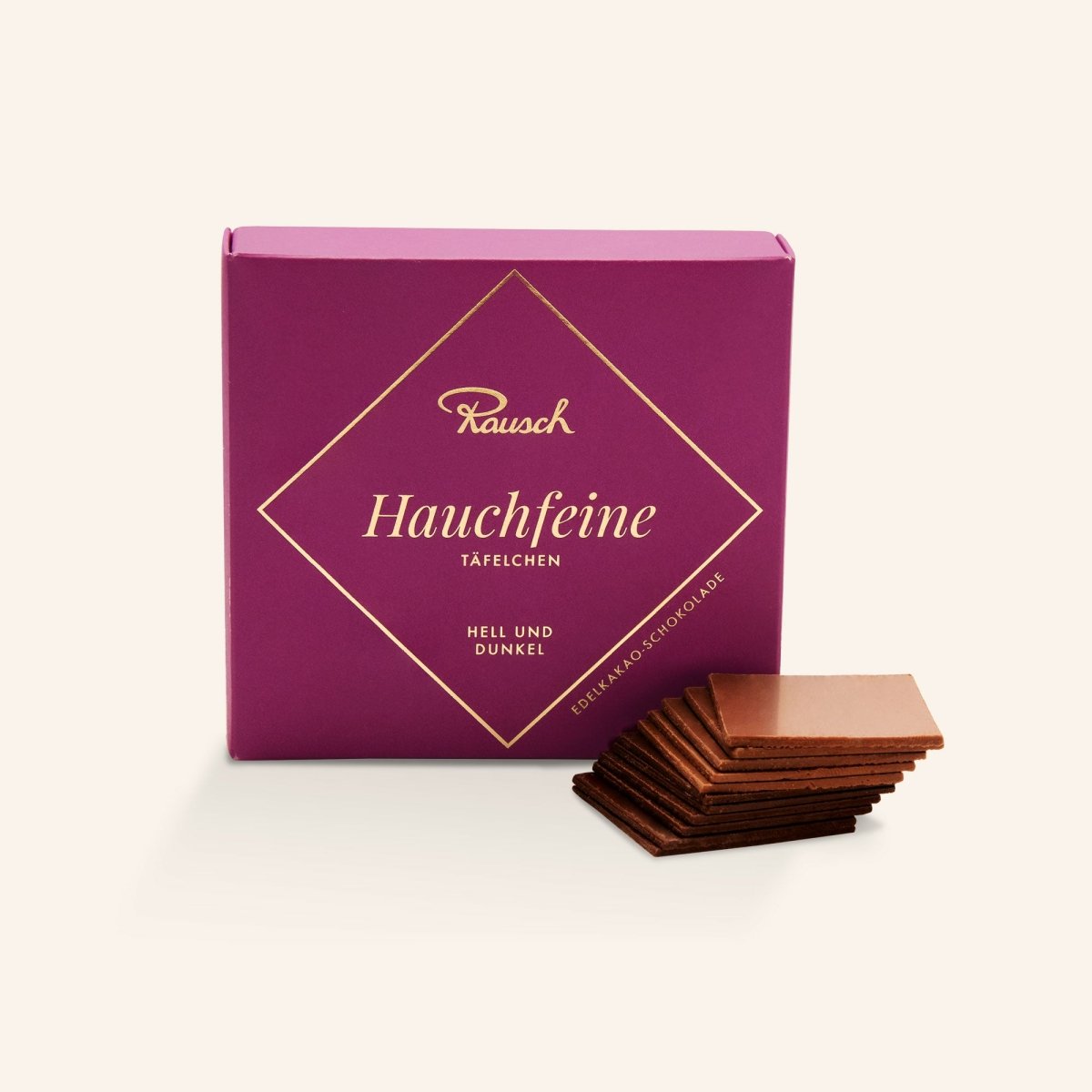 Wafer-thin bars in light and dark fine flavor cocoa chocolate | Rausch